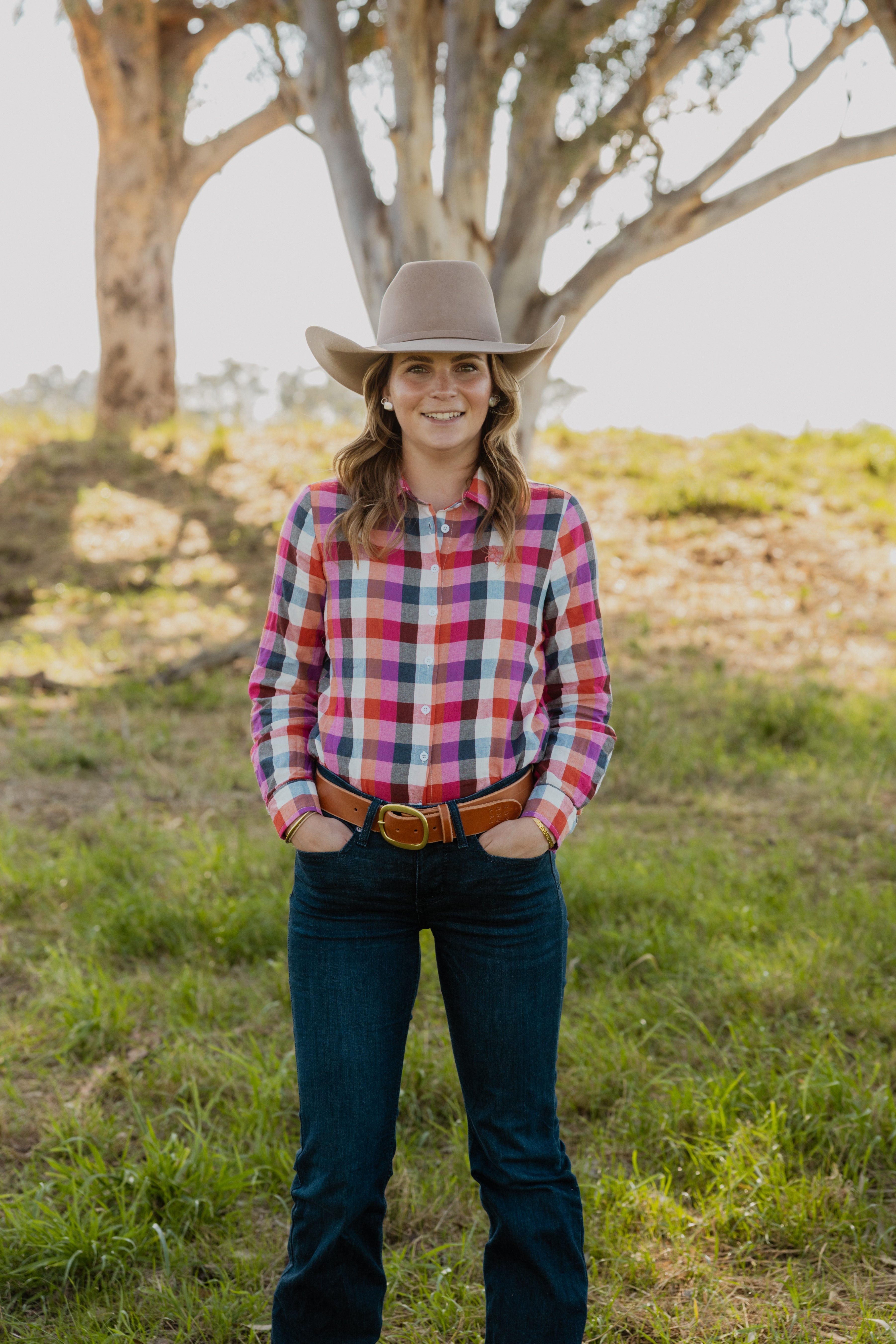 Ellie - Pink Check (Size 22 only) – Black Colt Clothing